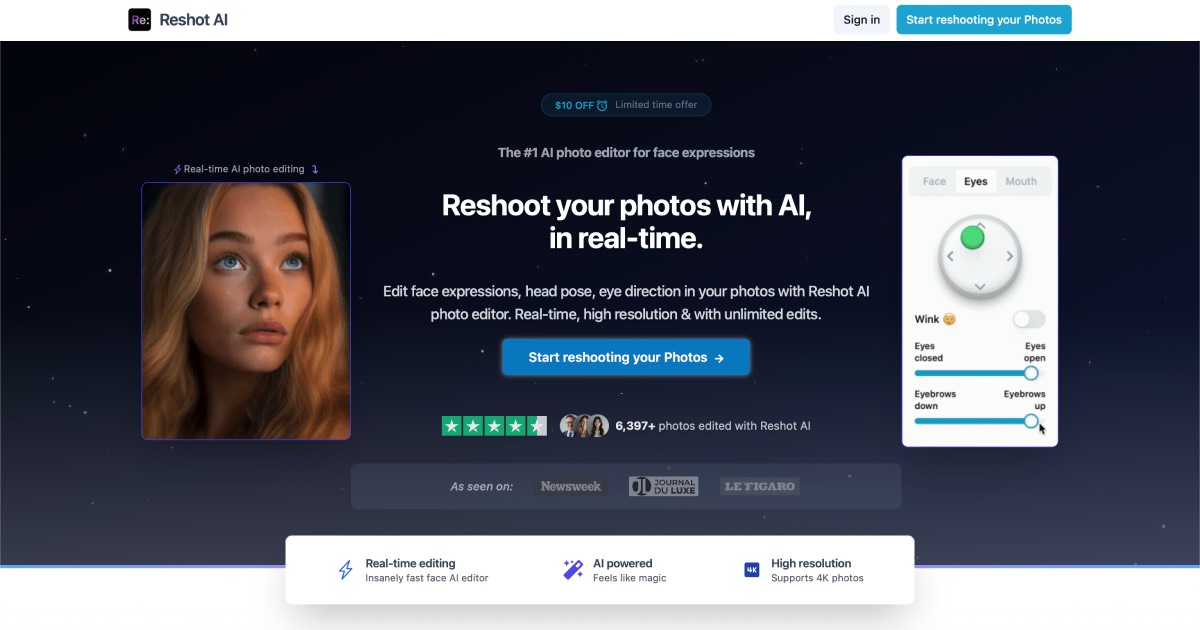 Reshot AI | The best AI photo editor for face expressions